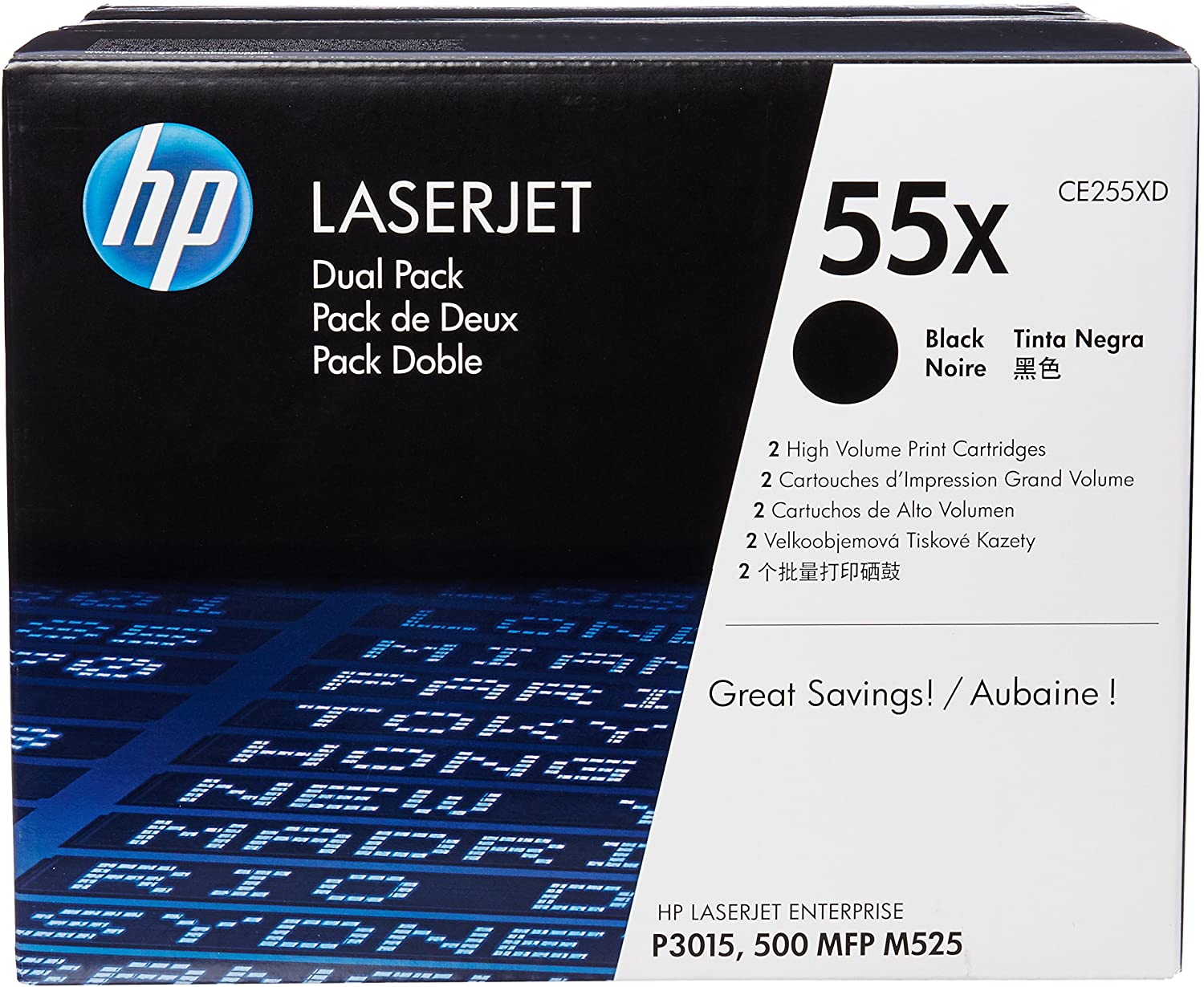 HP CE255XD 55X High Yield Original LaserJet Toner Cartridges, Black ...